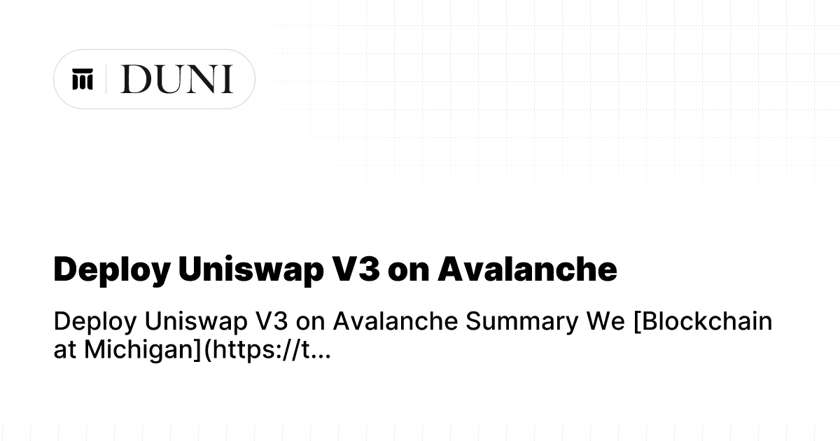 Deploy Uniswap V3 on Avalanche
